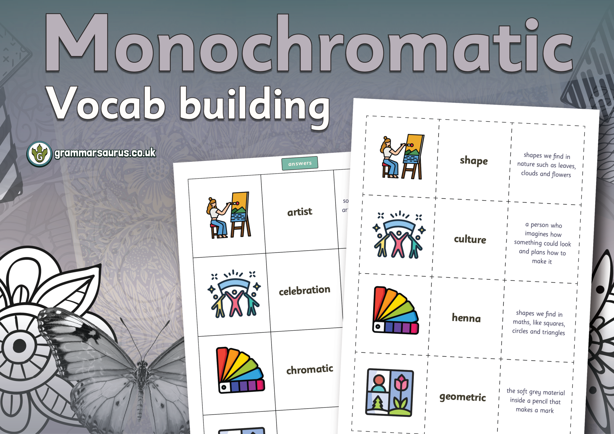 Year 5 Art – Monochromatic – Vocab building - Grammarsaurus