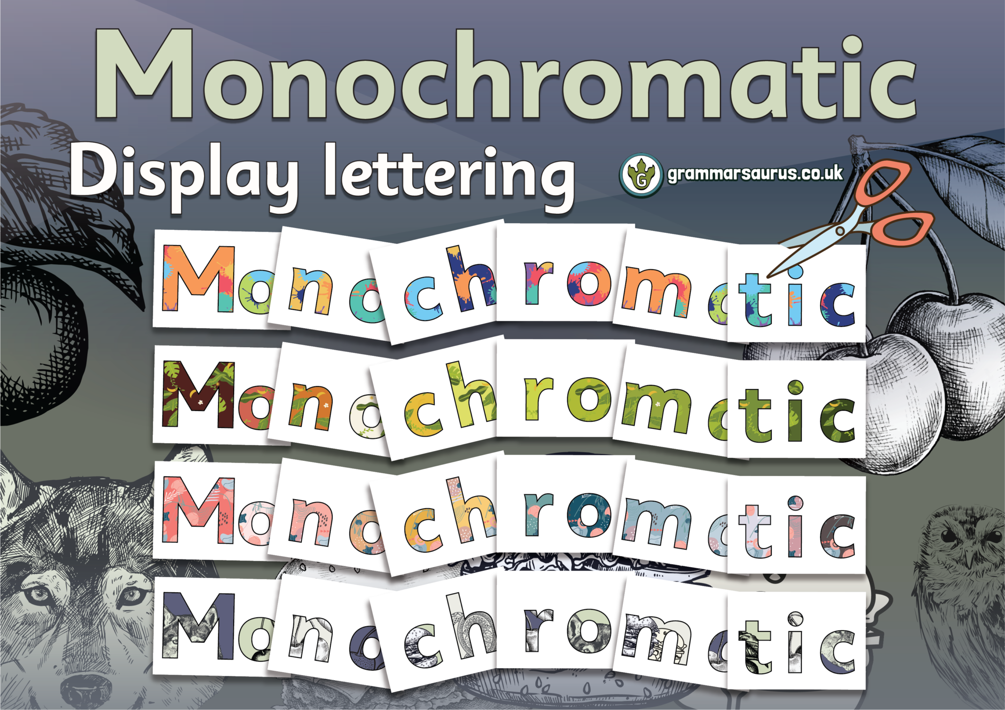 display lettering ad - Grammarsaurus