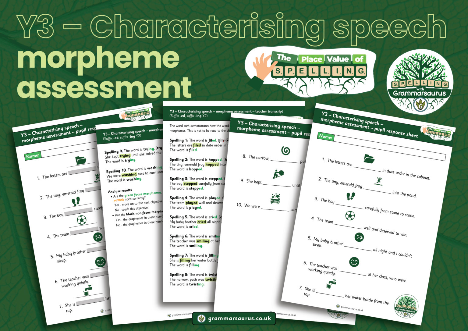 Y3 PVOS - Characterising speech - Morpheme assessment - Grammarsaurus