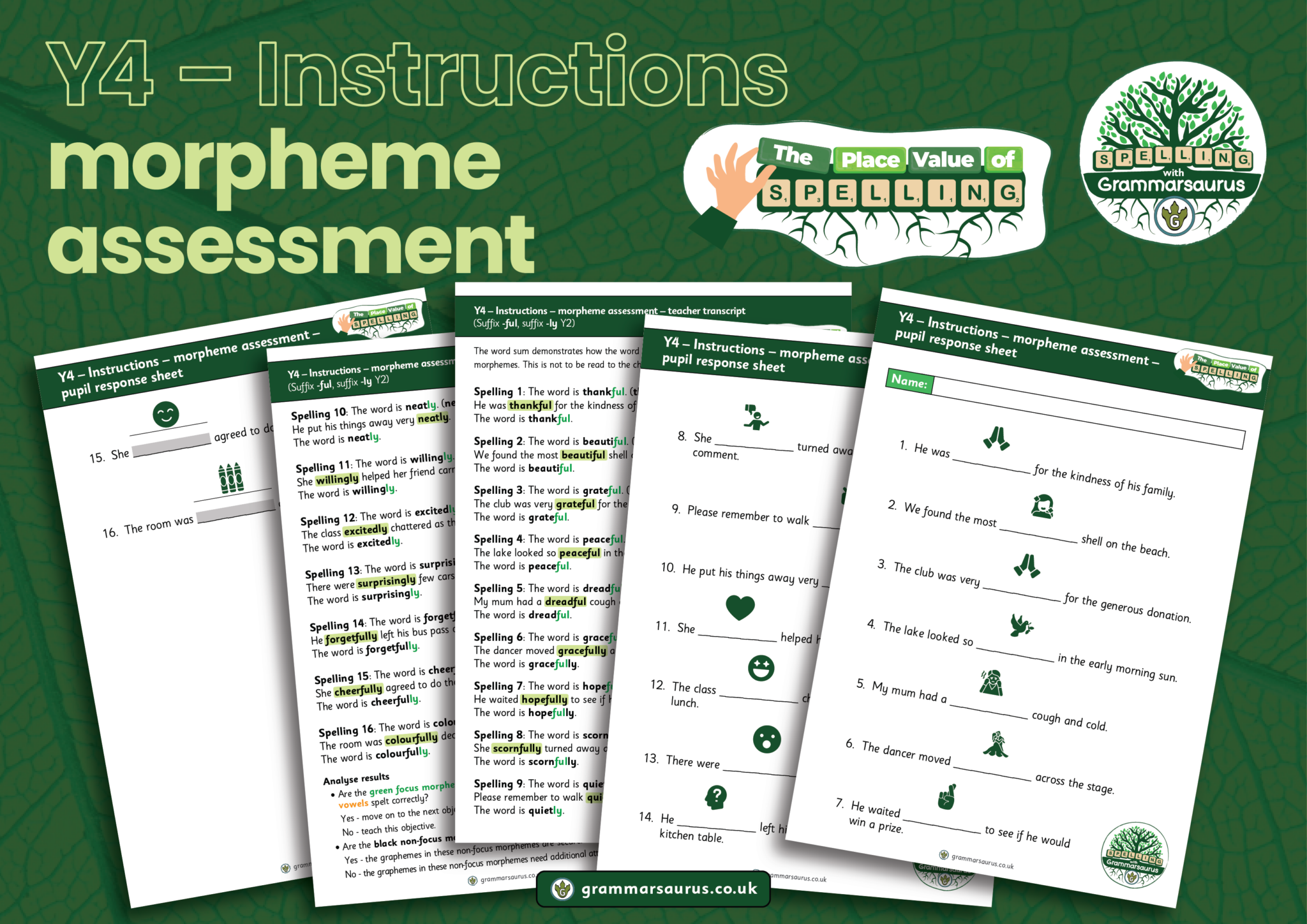 Y4 PVOS - Instructions - Morpheme assessment - Grammarsaurus