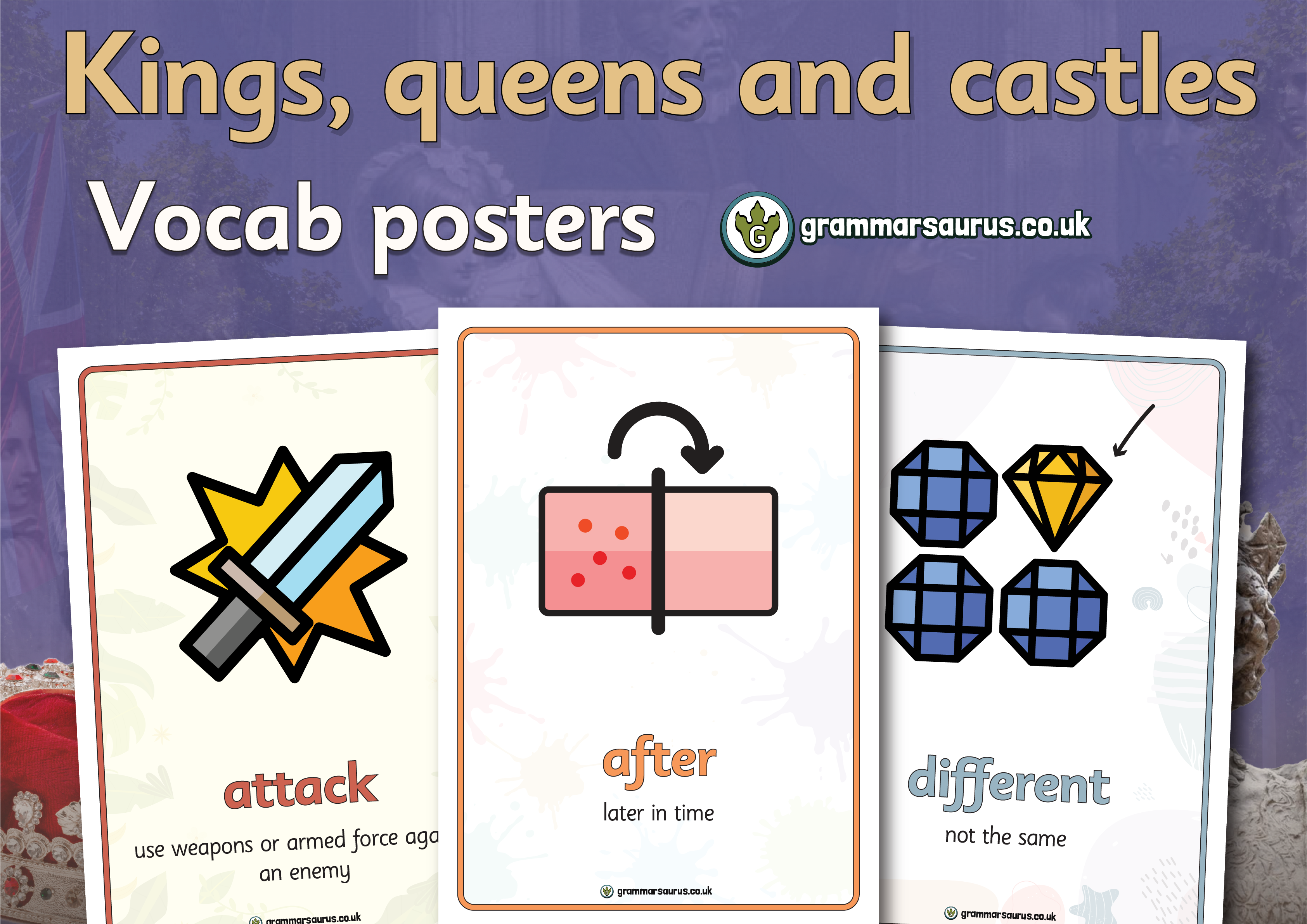 KS1 History - Kings, queens and castles - Vocab posters (definitions ...