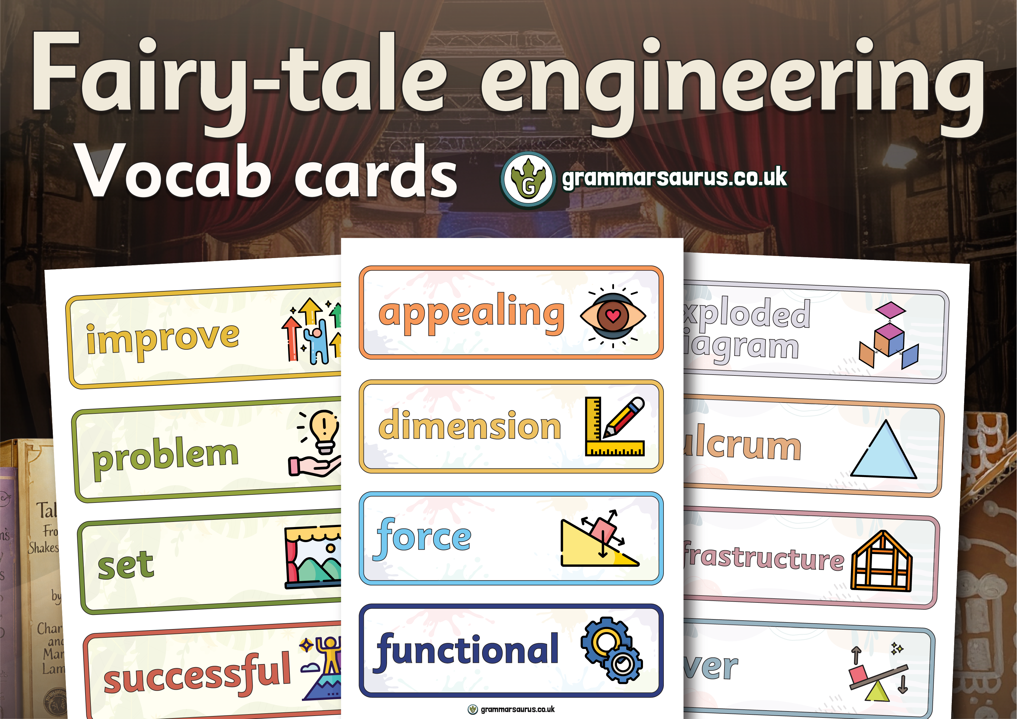 Year 5 - Fairy-tale engineering - Vocab cards - Grammarsaurus