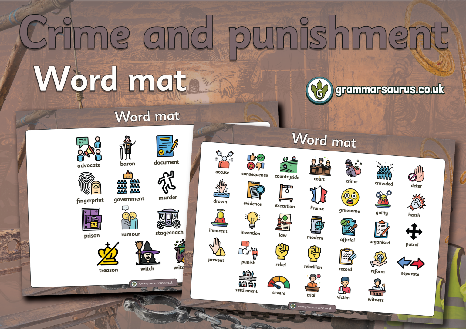 Year 6 History – Crime and Punishment – Word mat - Grammarsaurus