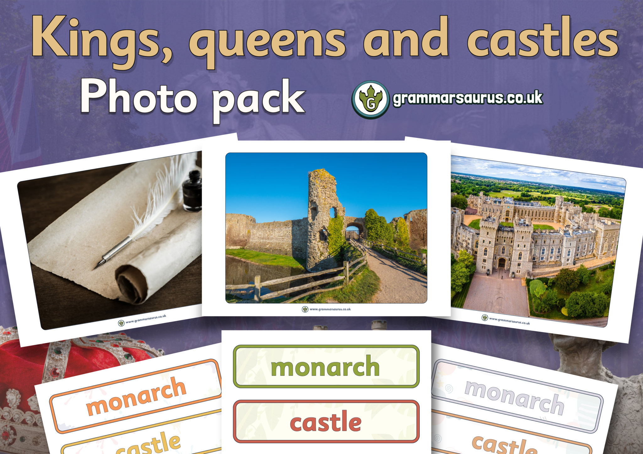 KS1 History - Kings, queens and castles - Photo pack - Grammarsaurus