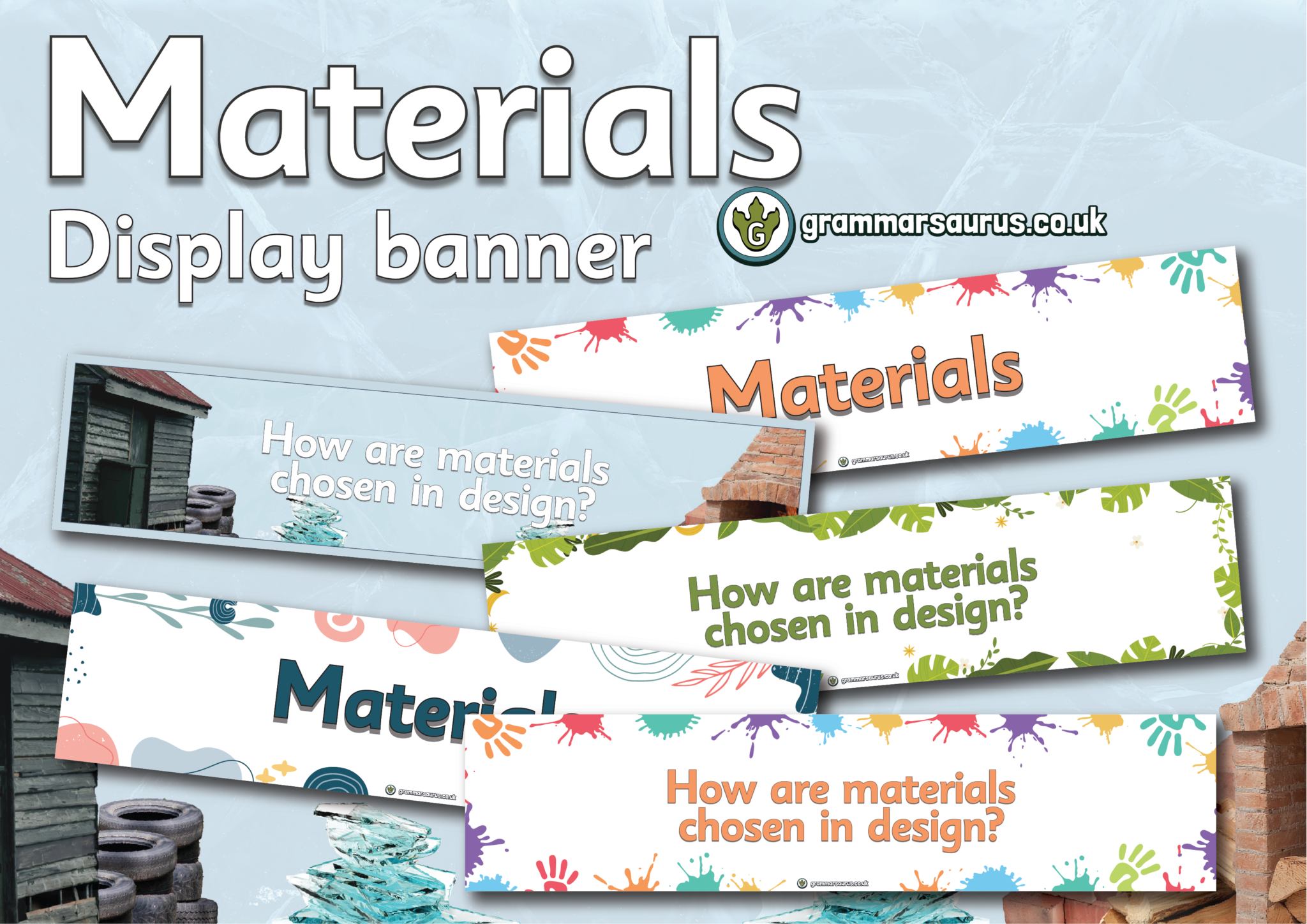 Year 2 Science - Materials - Display banner - Grammarsaurus