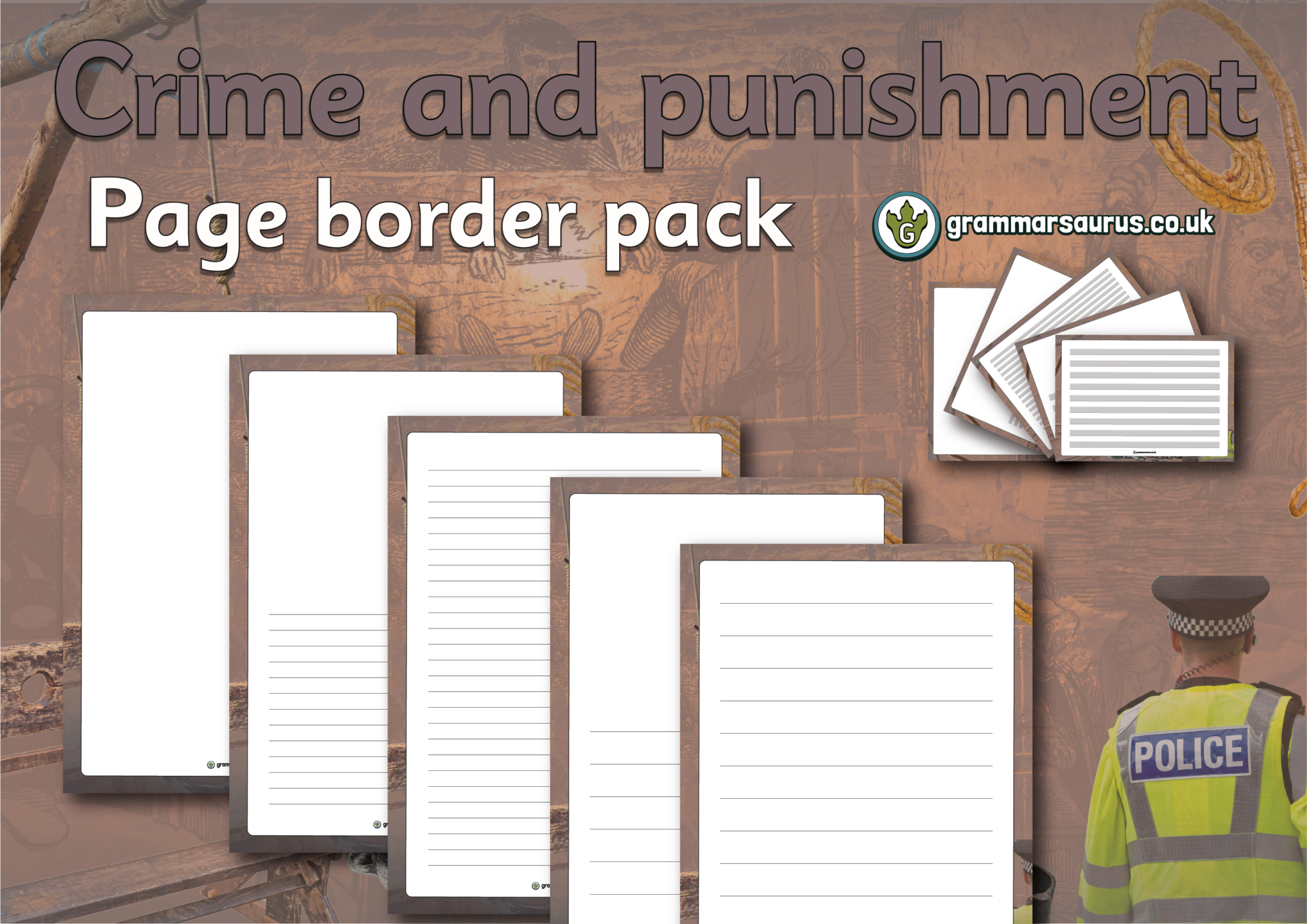 Year 6 History – Crime and Punishment – Page border pack - Grammarsaurus