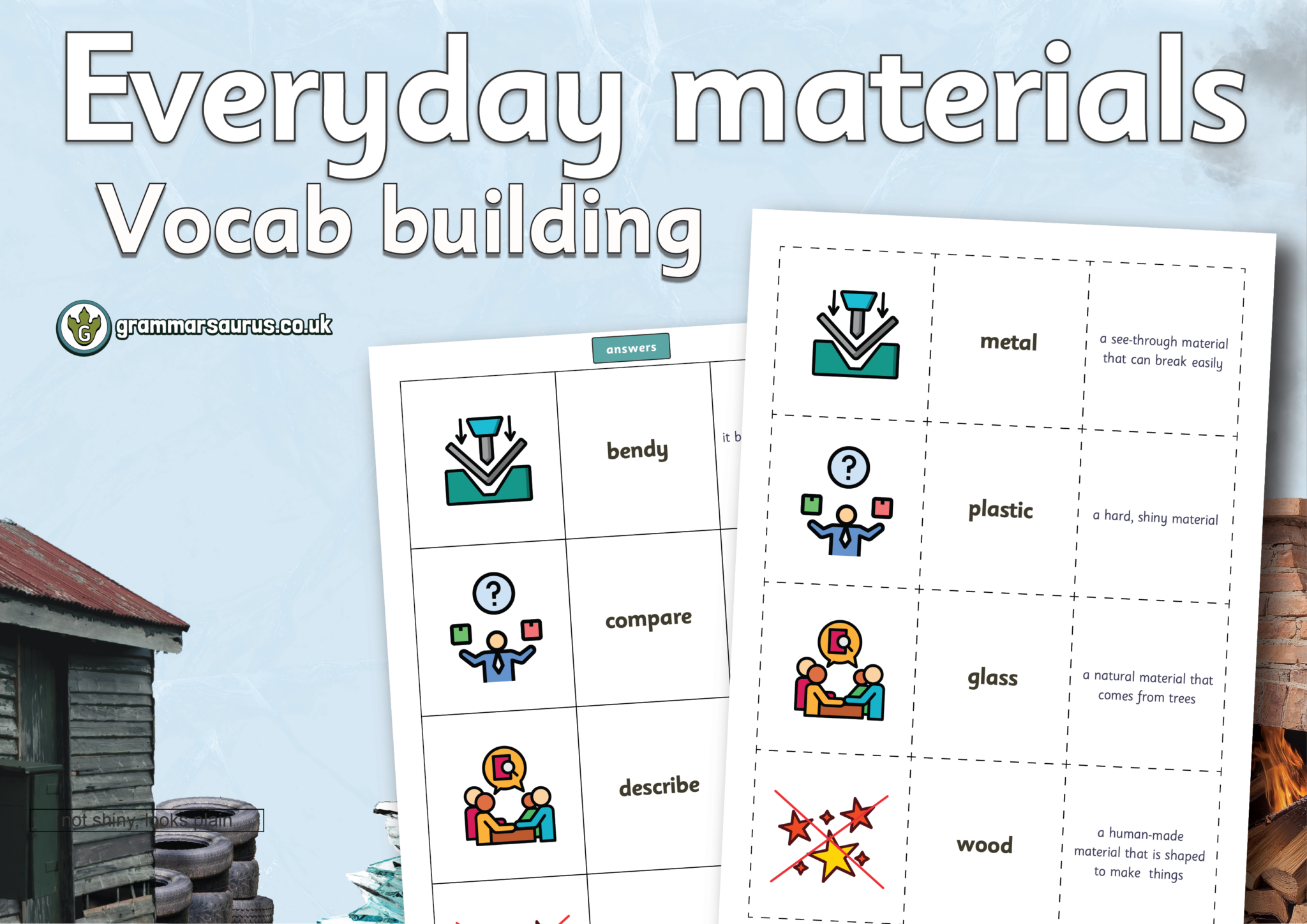 Science - Everyday materials - Vocab building - Grammarsaurus