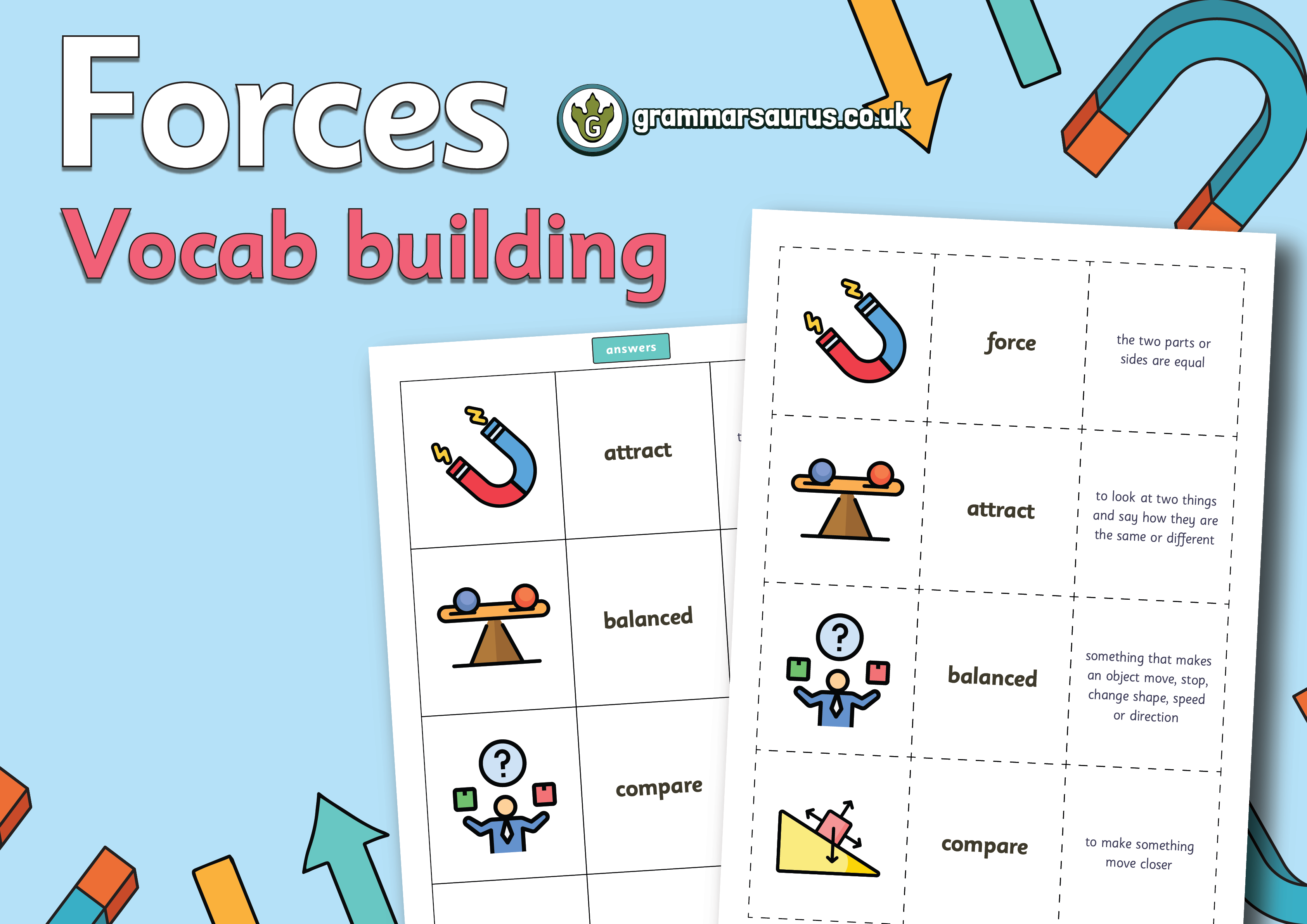 Year 5 Science - Forces - Vocab building - Grammarsaurus