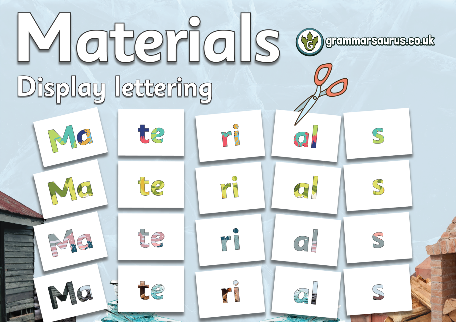 Year 2 Science - Materials - Display lettering - Grammarsaurus