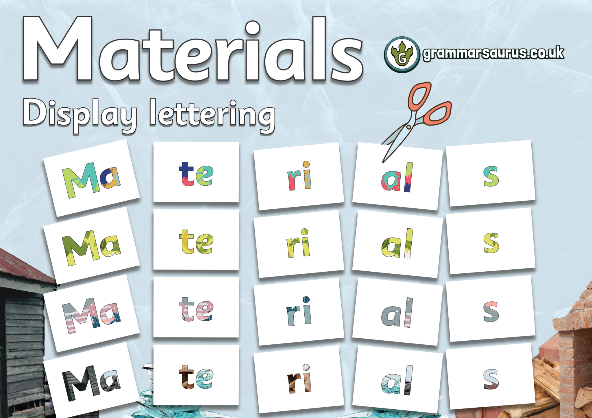 Year 2 Science - Materials - Display lettering - Grammarsaurus