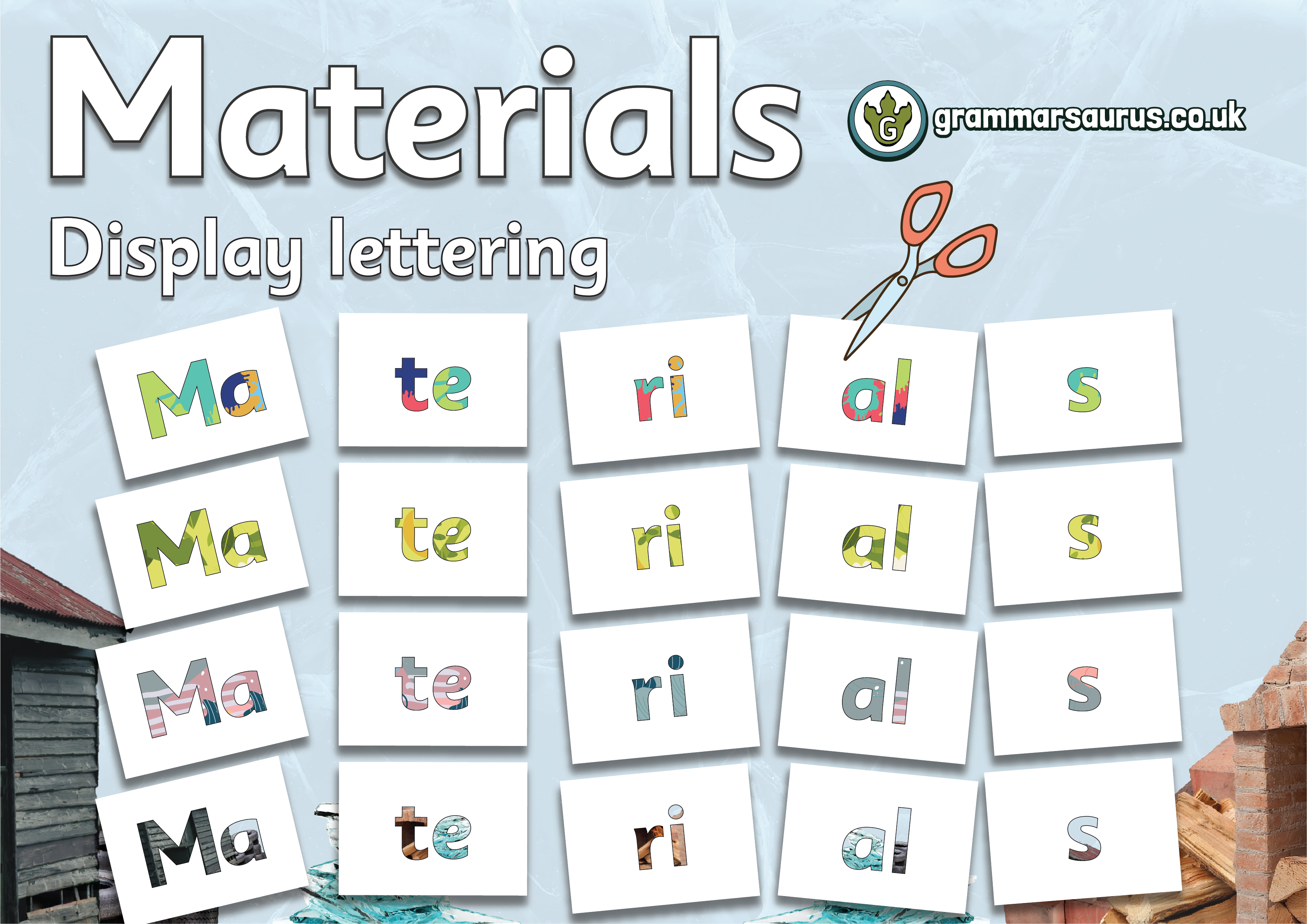 Year 2 Science - Materials - Display lettering - Grammarsaurus