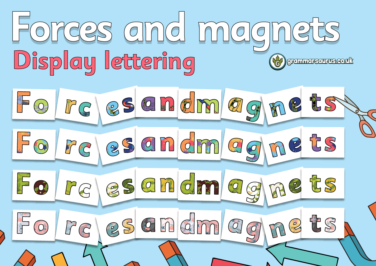 Year 3 Science - Forces and Magnets - Display lettering - Grammarsaurus