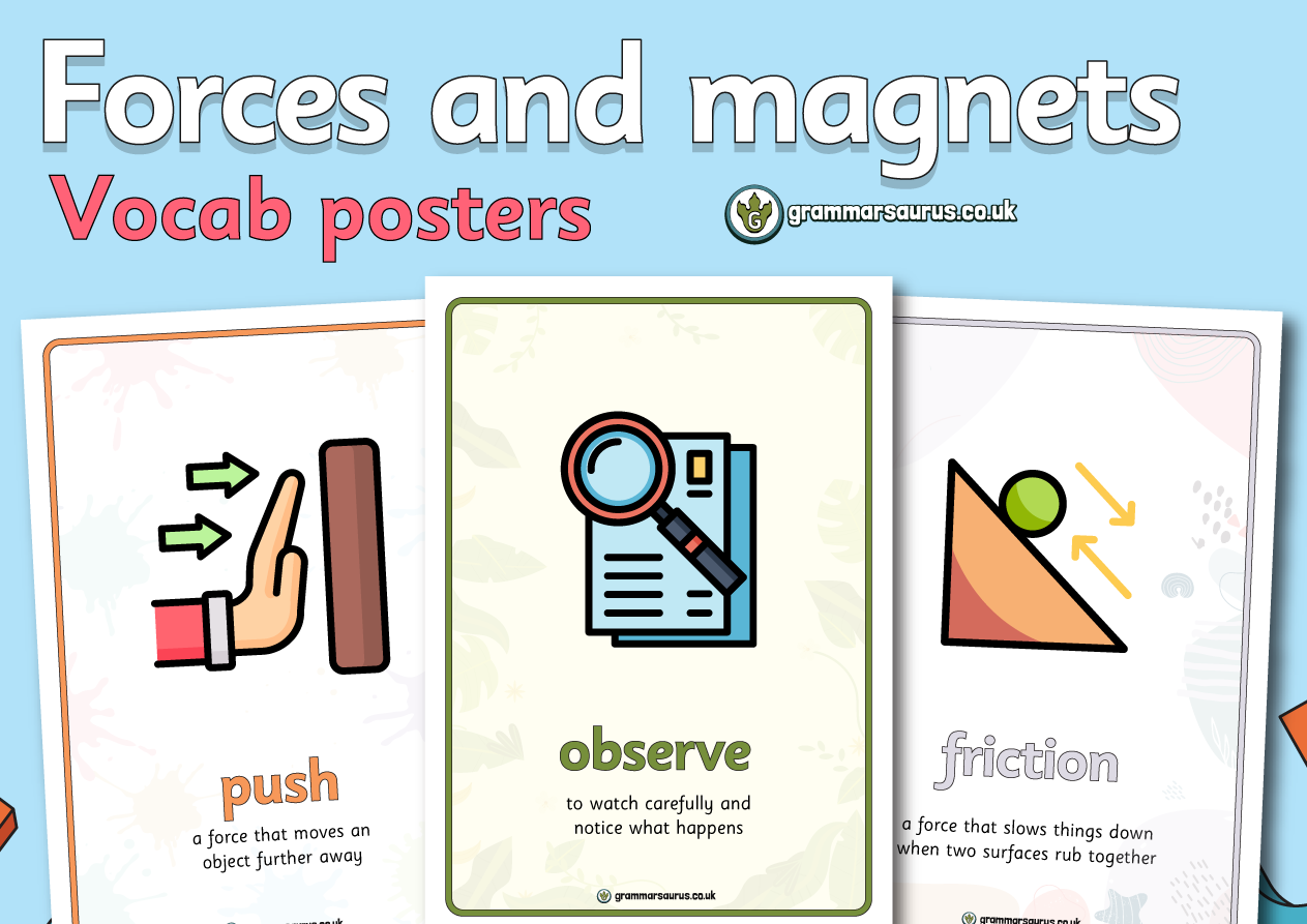 Year 3 Science - Forces and Magnets - Vocab posters (definitions ...