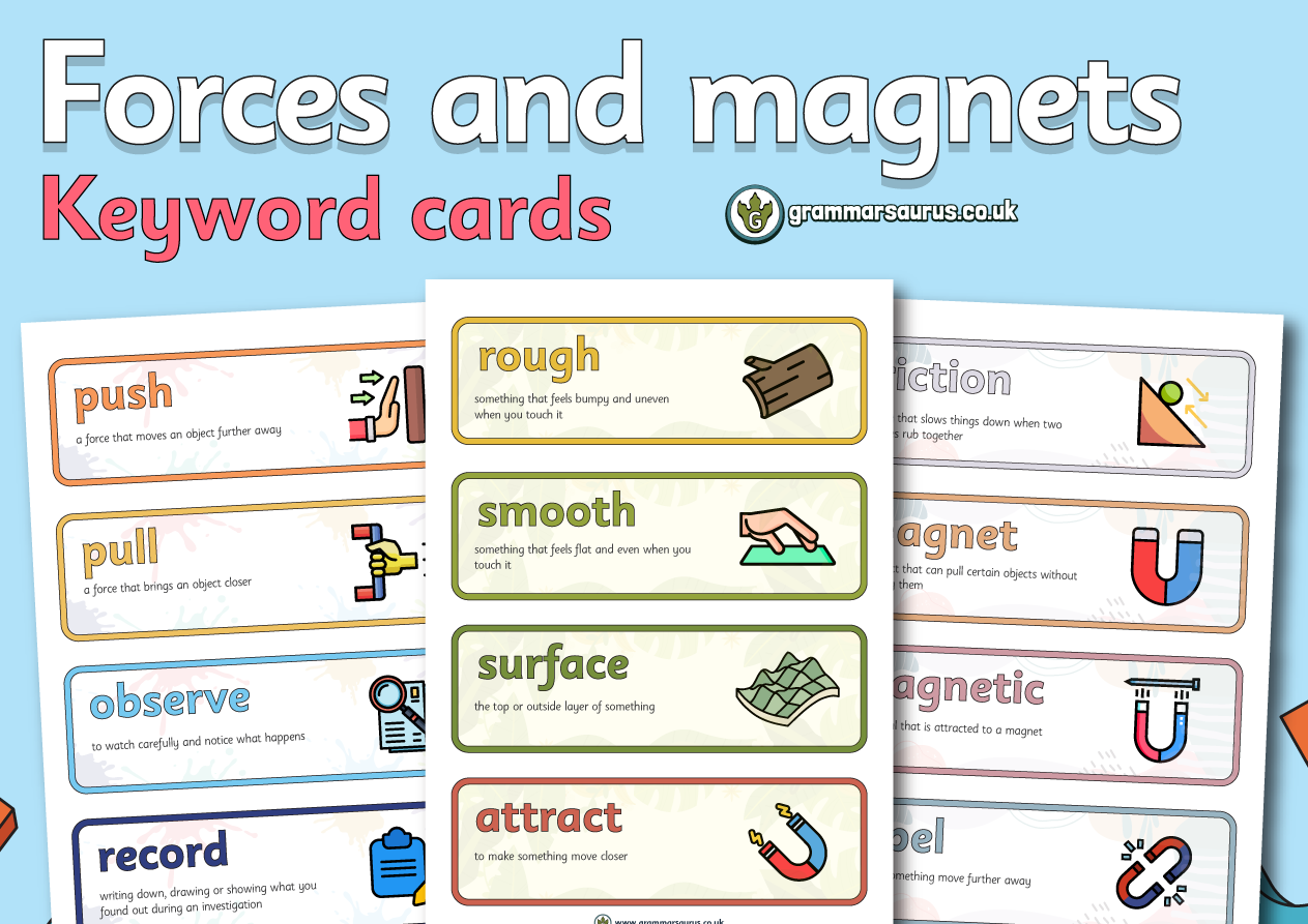 Year 3 Science - Forces and Magnets - Vocab cards (definitions ...