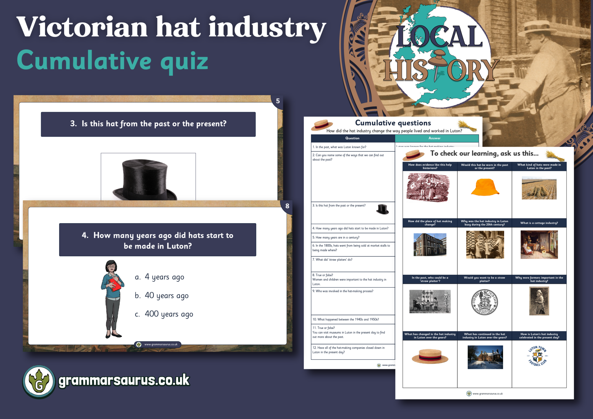KS1 Local history - Victorian hat industry - Cumulative quiz ...