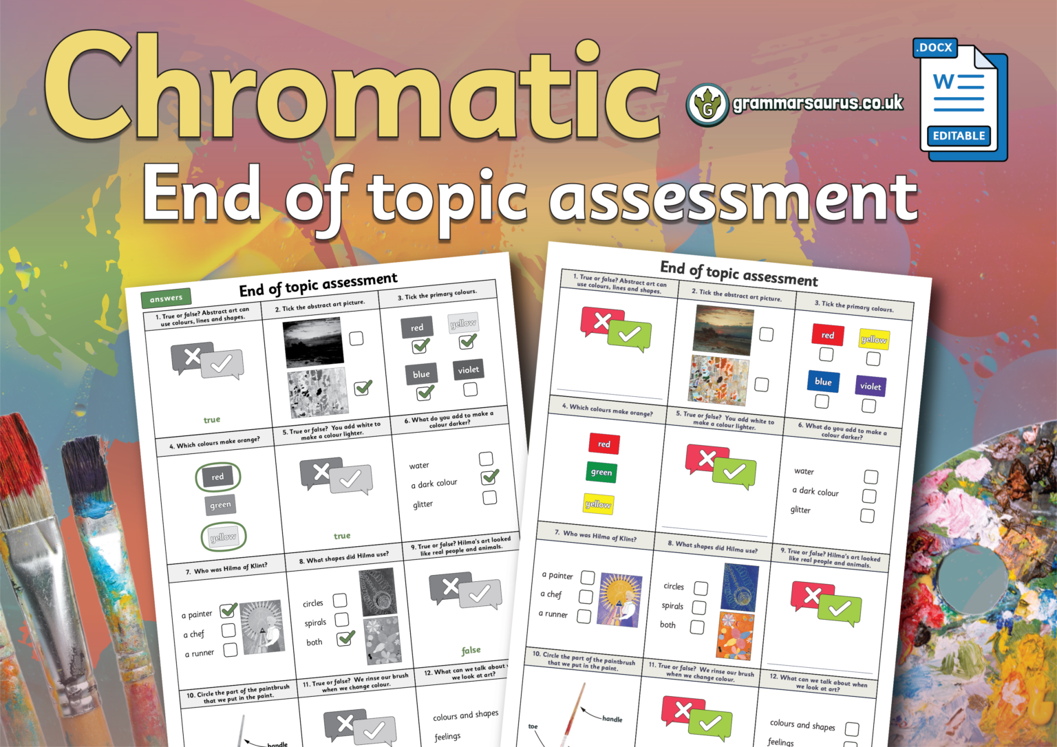 Year 1 Art – Chromatic – End of topic assessment - Grammarsaurus