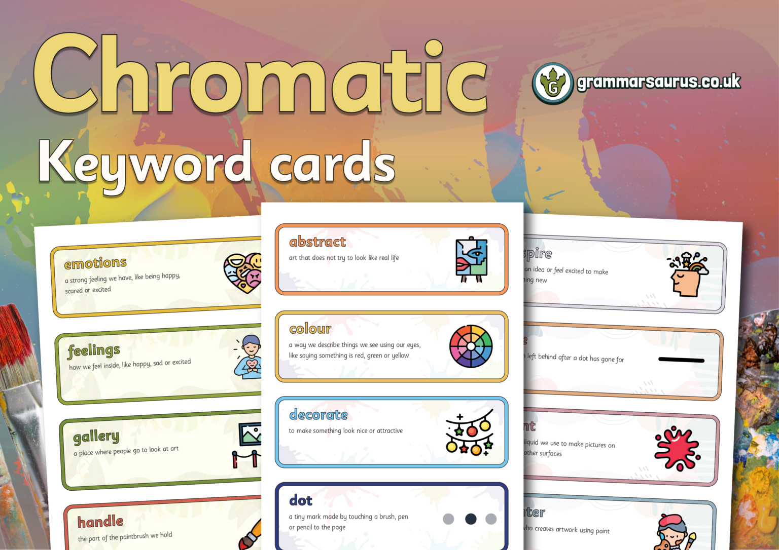 Year 1 Art – Chromatic – Keyword cards - Grammarsaurus