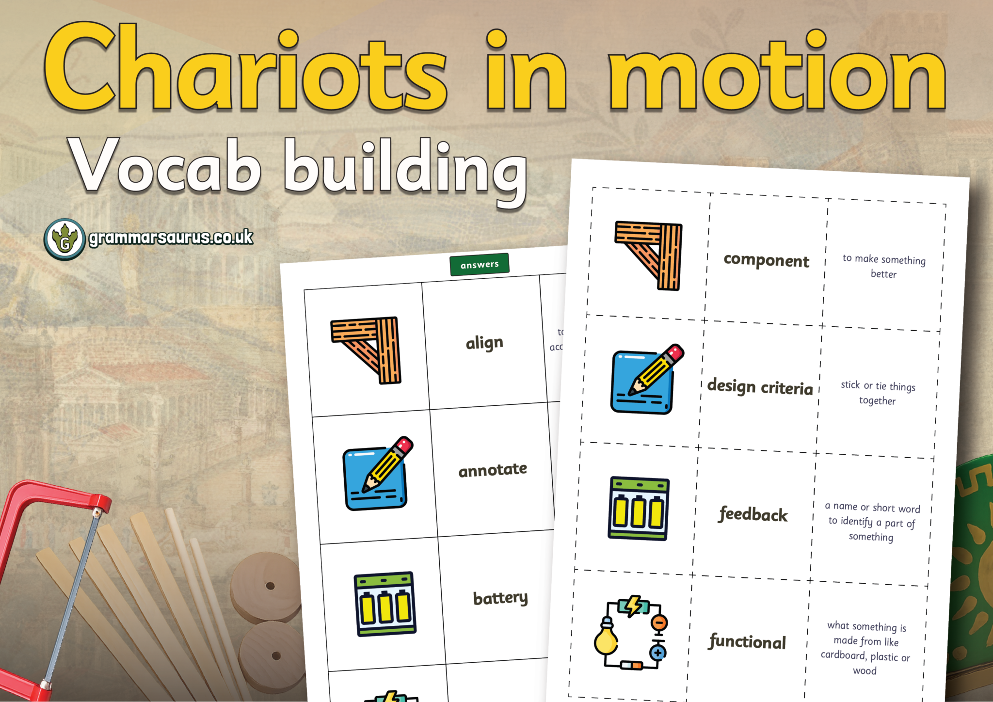 Year 4 – Chariots in motion – Vocab building - Grammarsaurus