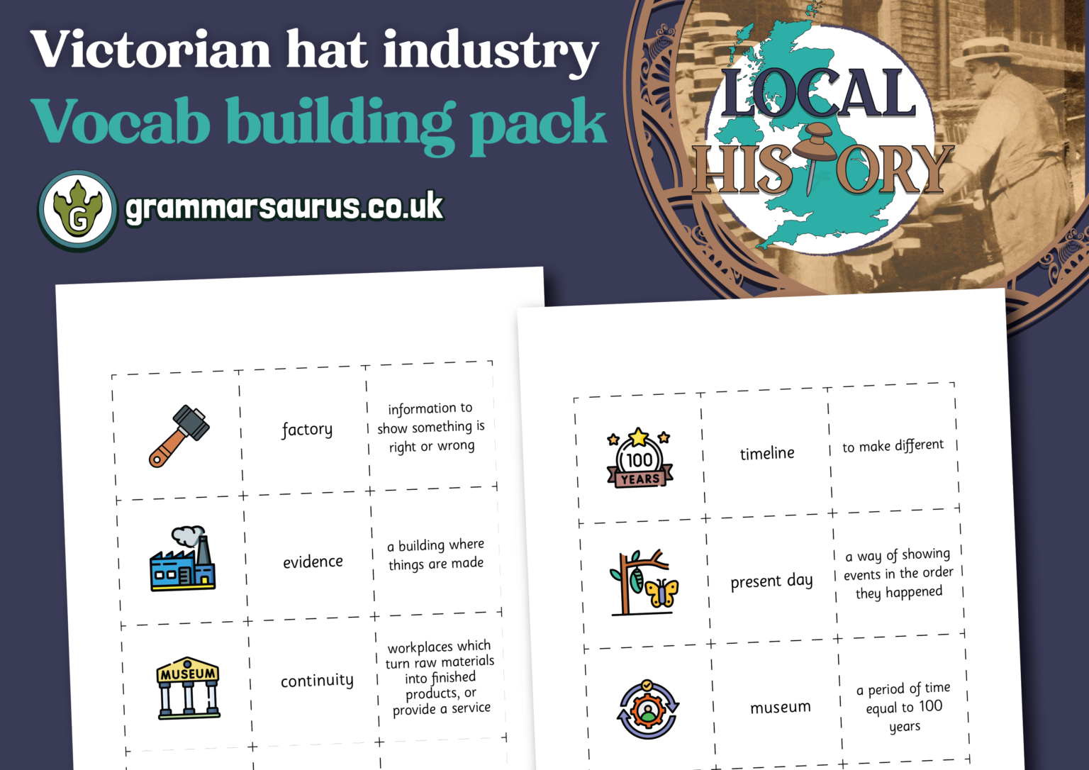 KS1 Local history - Victorian hat industry - Vocab building pack ...