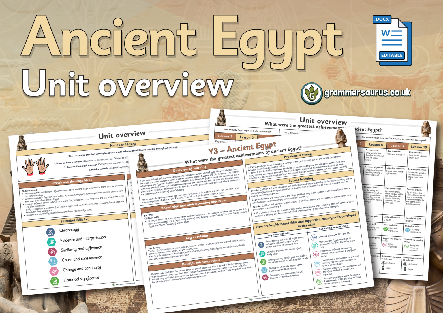 Year 3 History – Ancient Egypt – Unit overview - Grammarsaurus