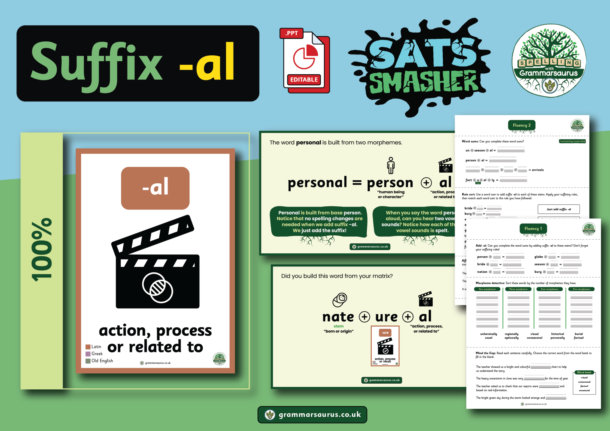 Y6 Spelling SATs Smasher - Suffix -al - 100% - Grammarsaurus