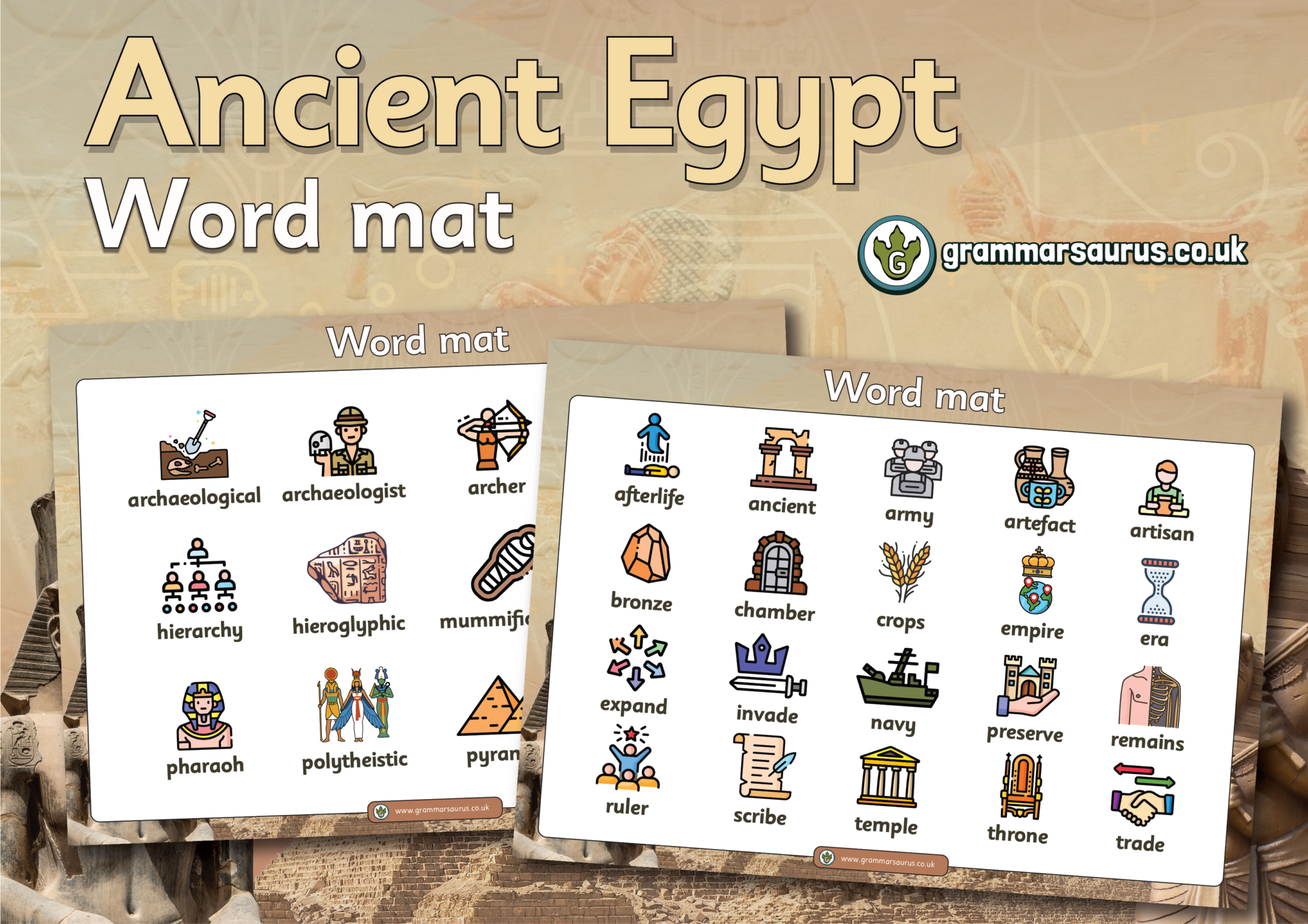 Year 3 History – Ancient Egypt – Word mat - Grammarsaurus