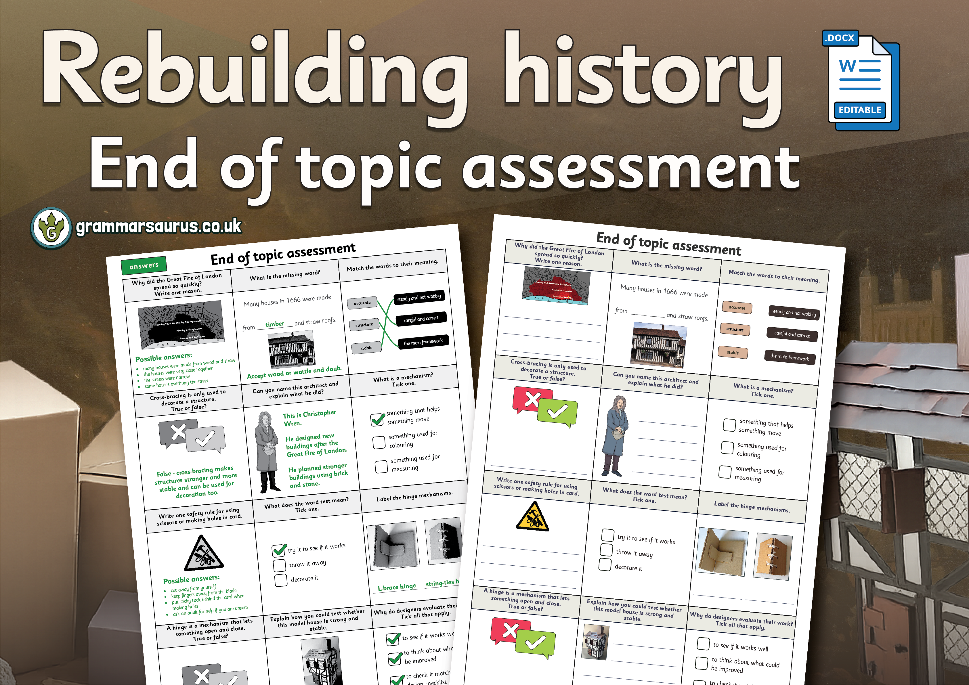 Year 2 – Rebuilding history – End of unit assessment - Grammarsaurus