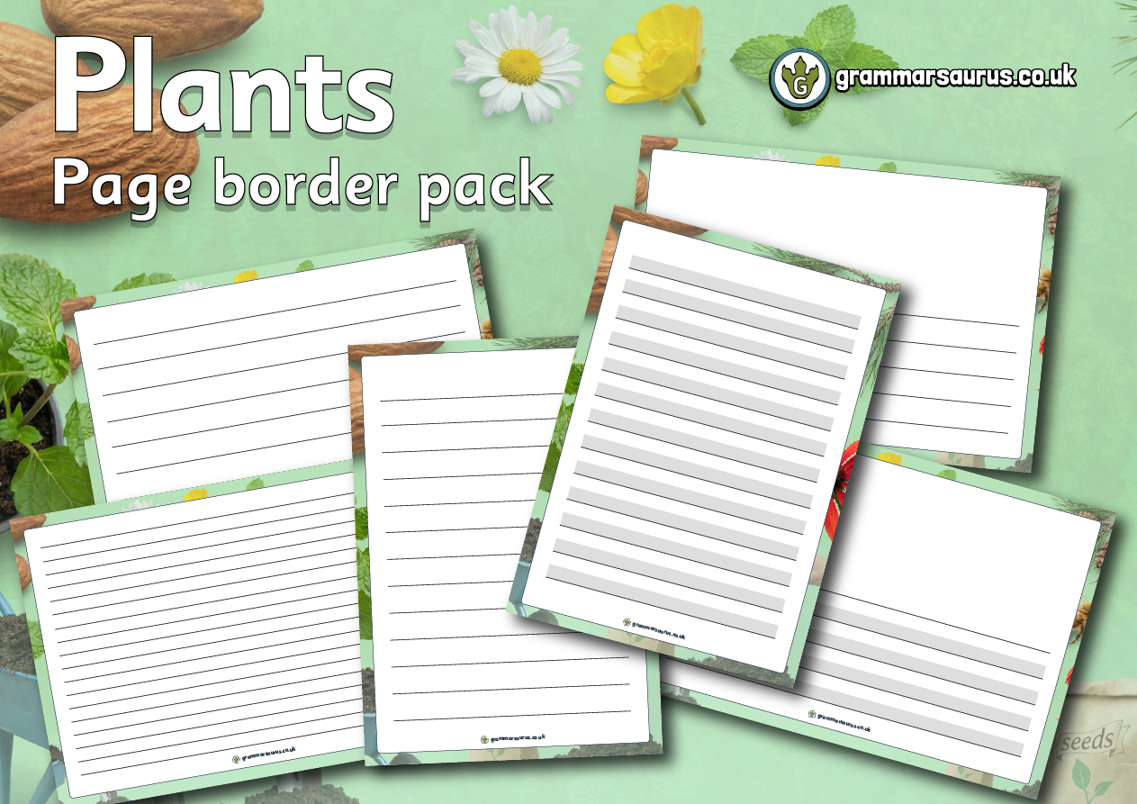 Year 1 Science - Plants - Page border pack - Grammarsaurus