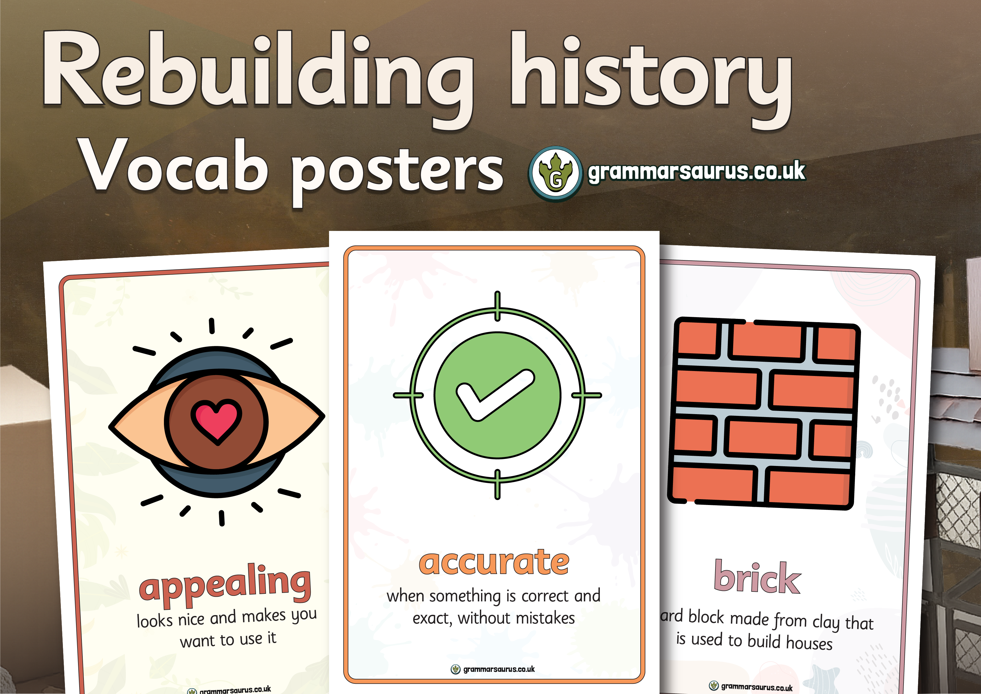 Year 2 – Rebuilding history – Vocab posters - Grammarsaurus
