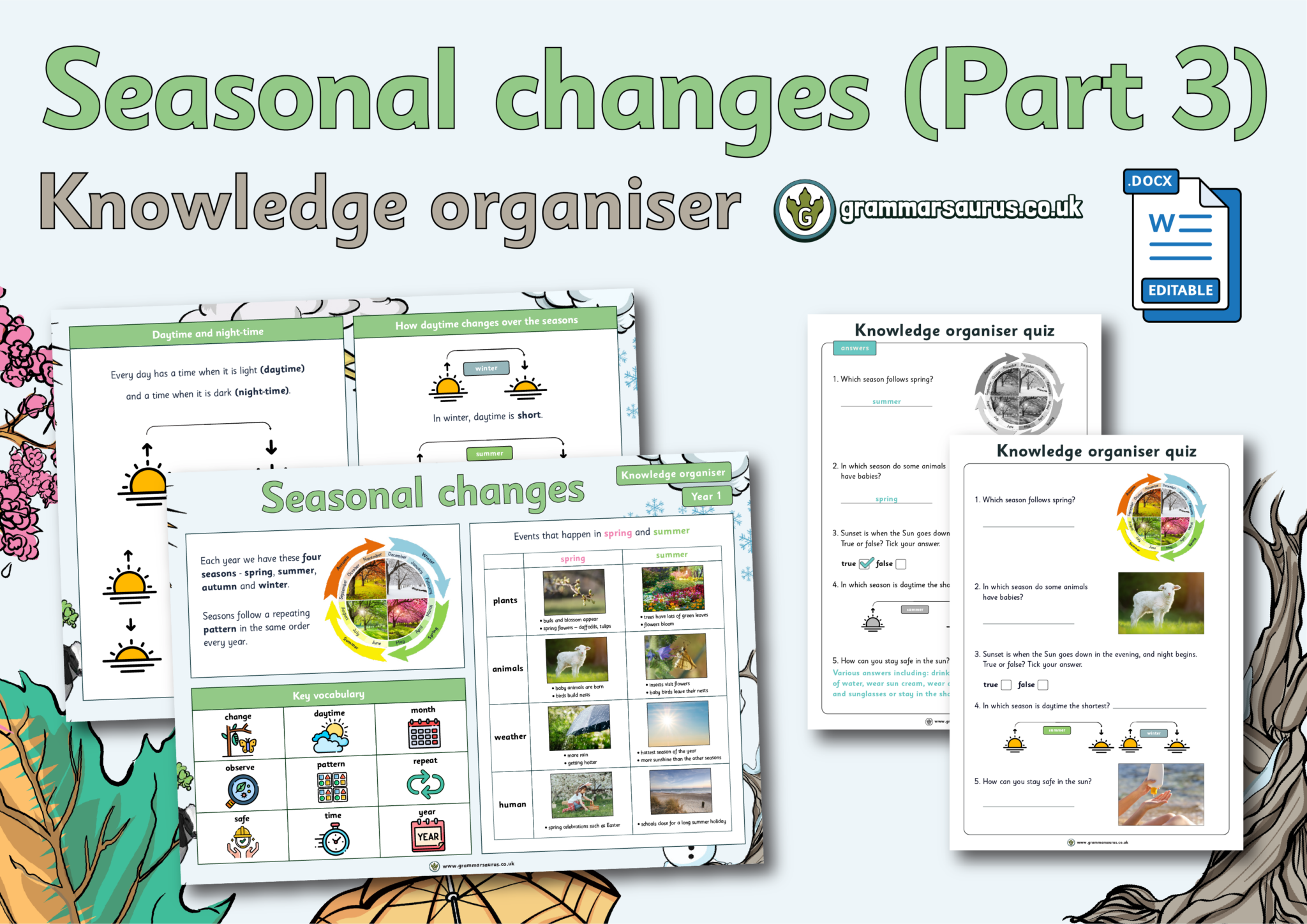Year 1 Science – Seasonal changes – knowledge organiser (part 3 ...