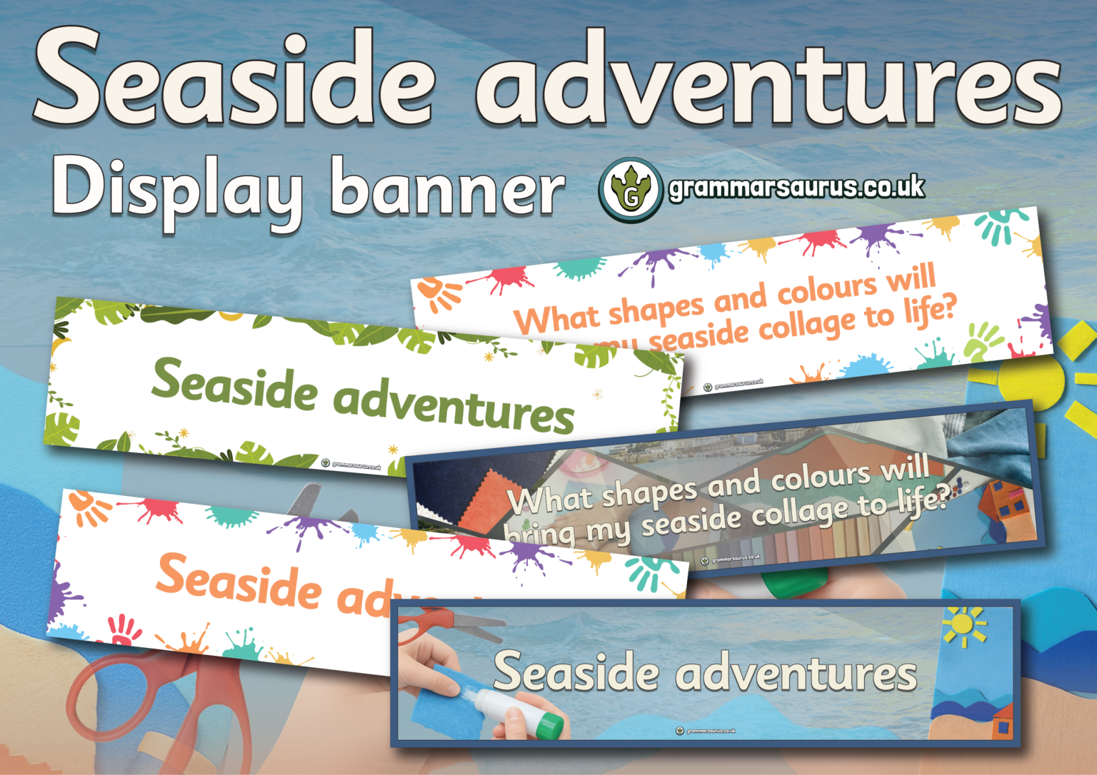 Year 1 Textiles - Seaside adventures - Display banner - Grammarsaurus