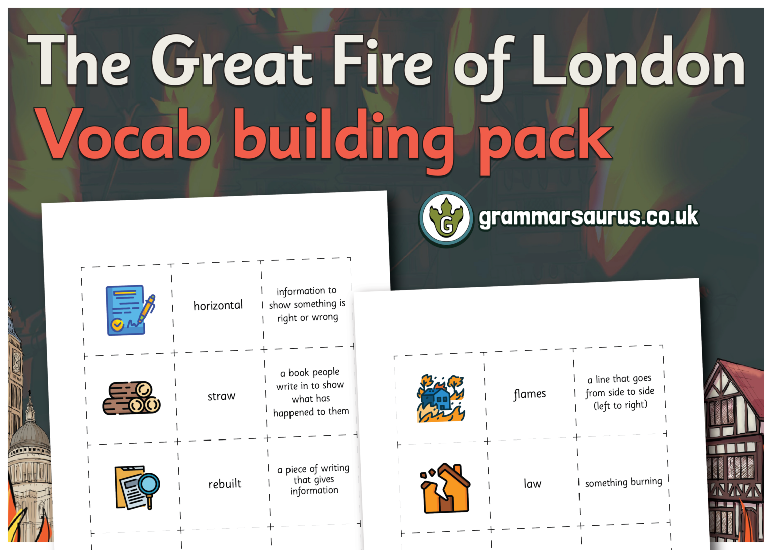 KS1 History – The Great Fire of London – Vocab building pack ...