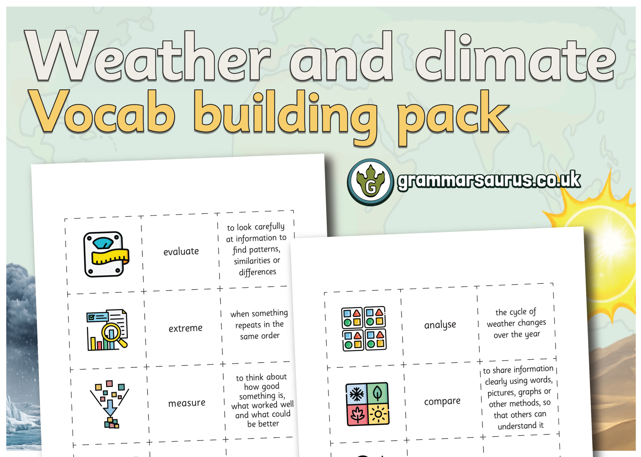 Year 2 Geography – Weather and climate – Vocab building pack ...