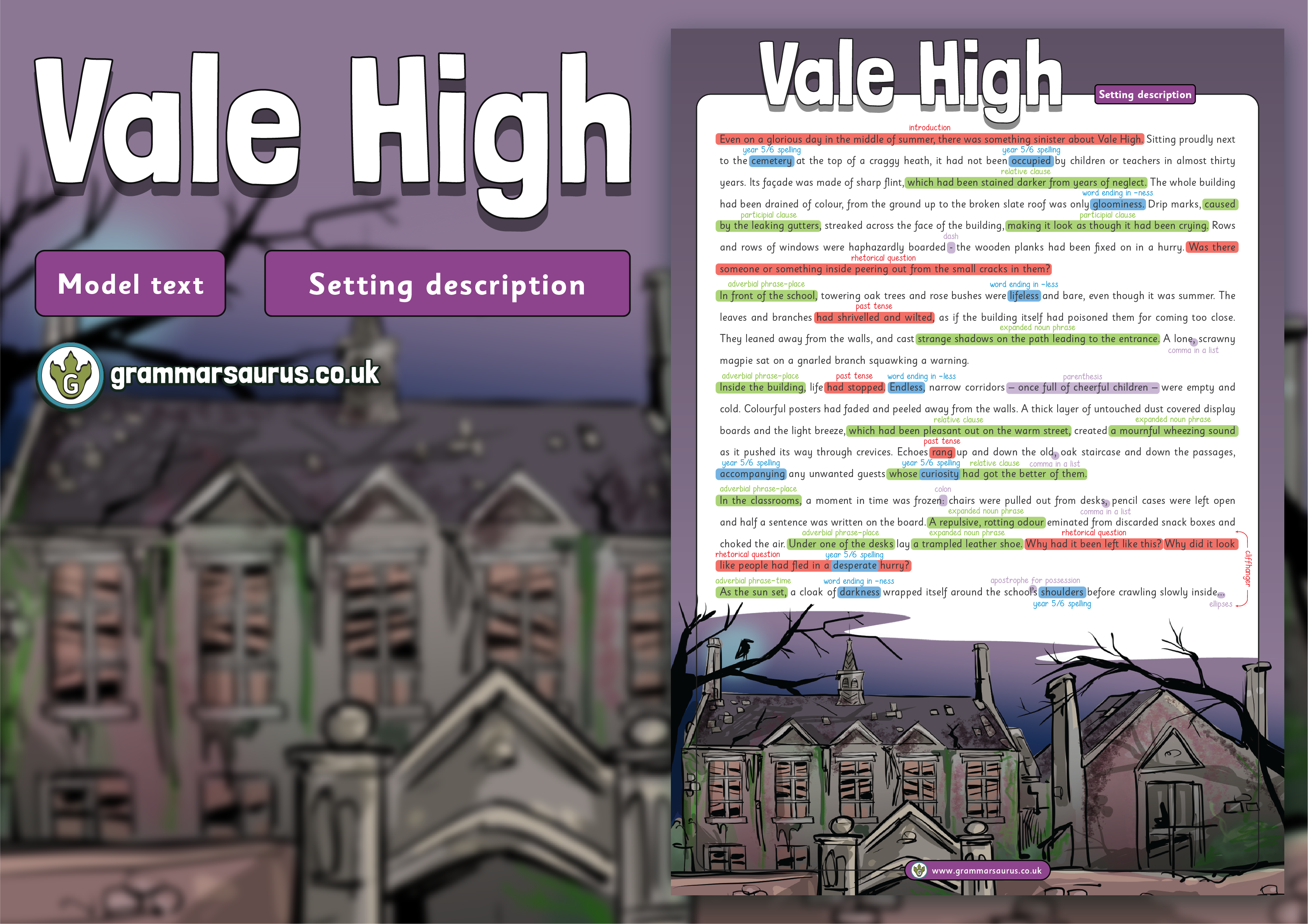 Year 5 Model Text – Setting description - Vale High ( gbsct P5 , Grade ...
